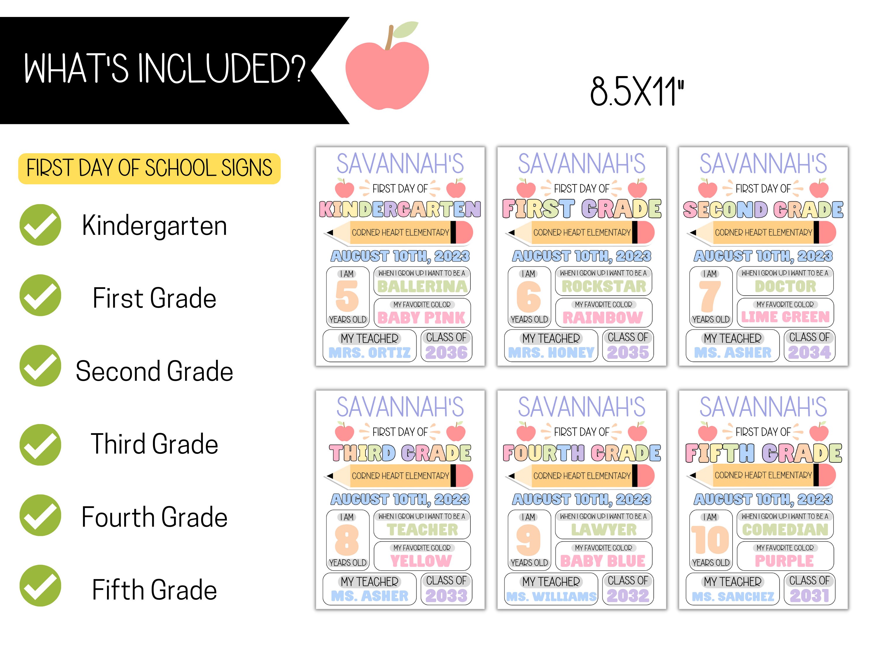 First Day of School Editable Printable Sign Canva Template - Etsy