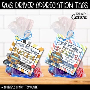 School Bus Driver Appreciation Day Gift Tag Template Bundle, Bus Driver ...