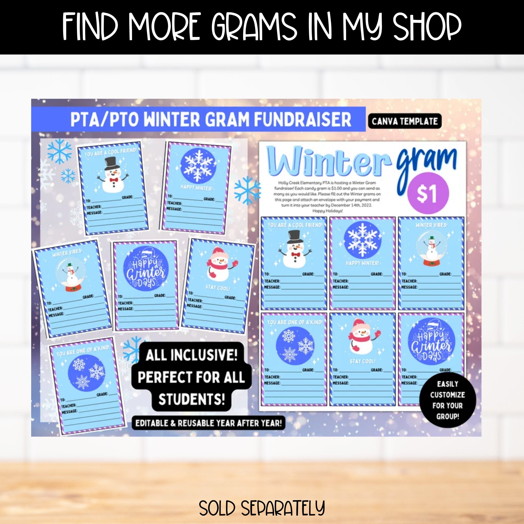 PTA PTO Christmas Holiday Gram Fundraiser Flyer Template, Winter School ...
