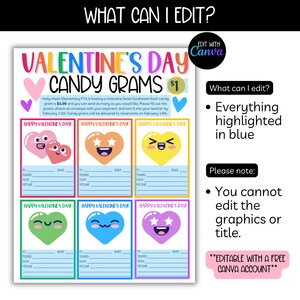Rainbow Valentine's Day Candy Gram Fundraiser Flyer Forms Tag Template ...