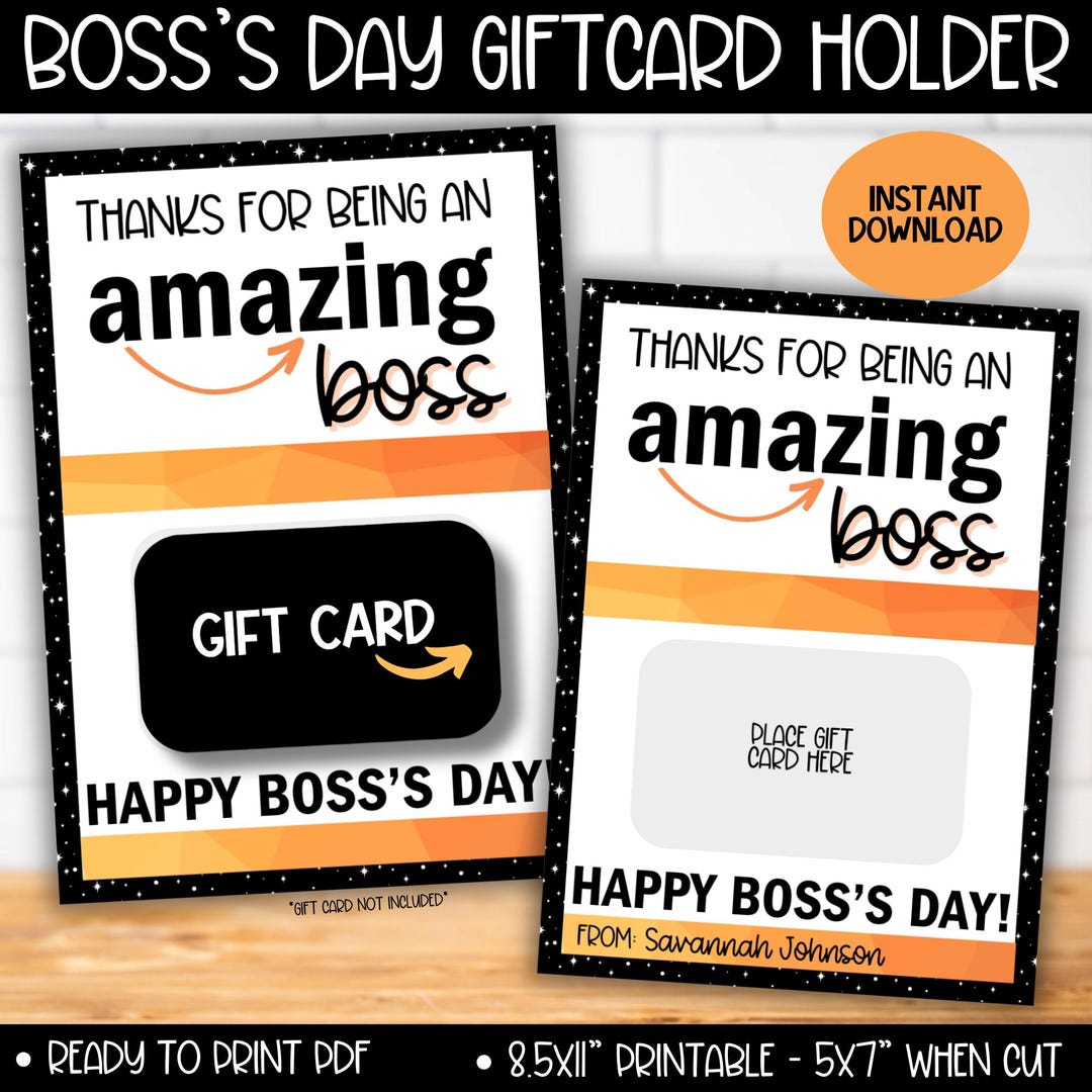 Boss's Day Gift Card Holder, Bosses Day Tag, Boss Day Gift Basket, Boss ...