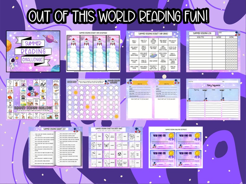 Outer Space Summer Reading Charts for Kids Reading Reward - Etsy