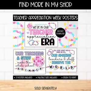 Teacher Staff Appreciation Week Theme Poster Sign Printable, PTA PTO ...