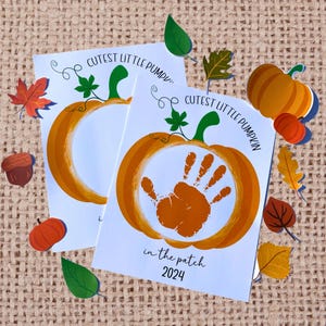 2024 Halloween Pumpkin Hand Print Footprint Toddler Baby Printable Art ...