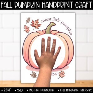 2025 Halloween Fall Pumpkin Handprint Craft: Baby, Toddler, Preschool ...