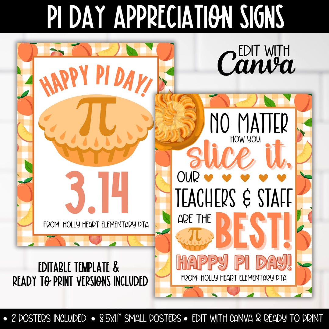 Editable Pi Day 3.14 Teacher Appreciation Printable Sign Posters ...