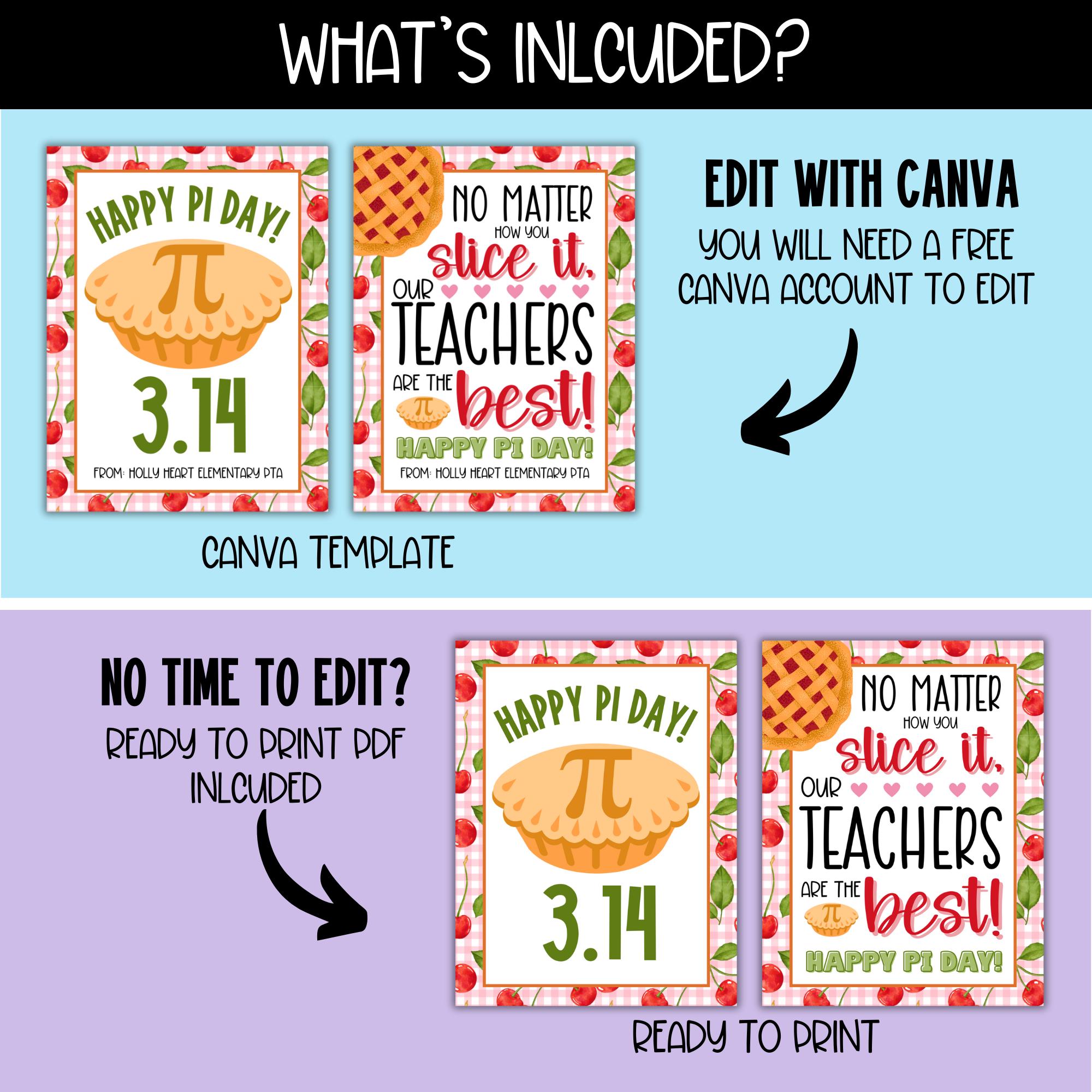 Editable Pi Day 3.14 Teacher Appreciation Printable Sign Posters ...