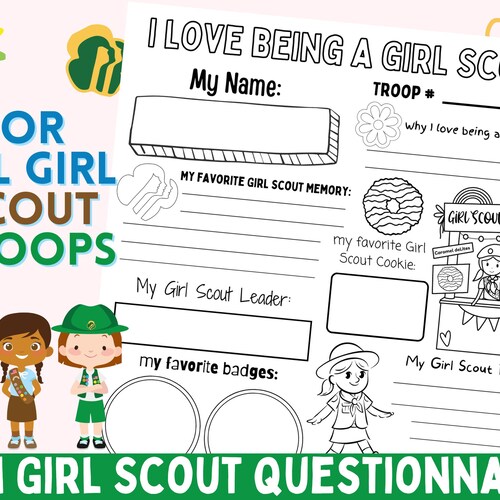 Girl Scouts Coloring Page Sheet Printable Activity Girl - Etsy