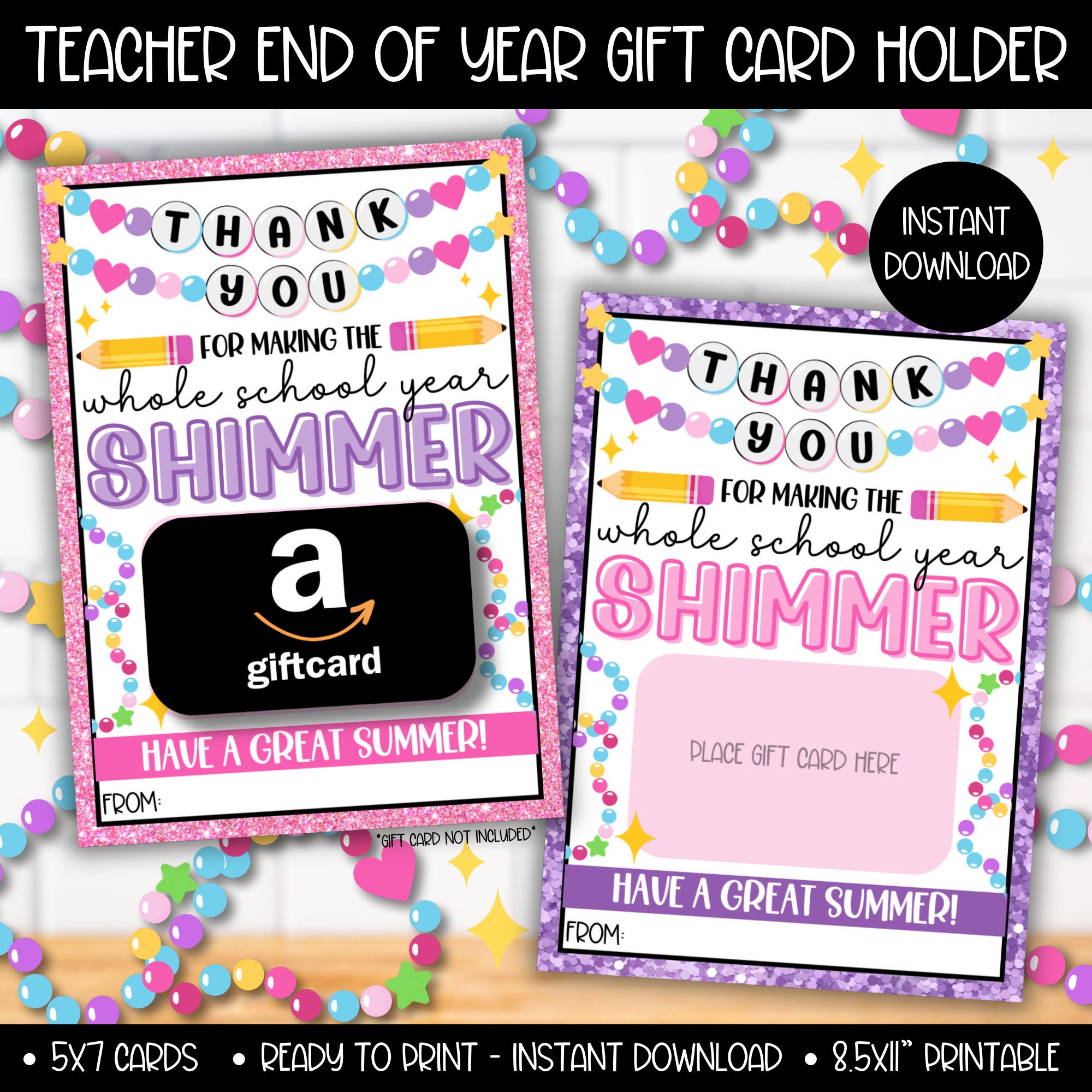 Teacher End of School Year Gift Card Holder, Pop Star Theme Teacher ...