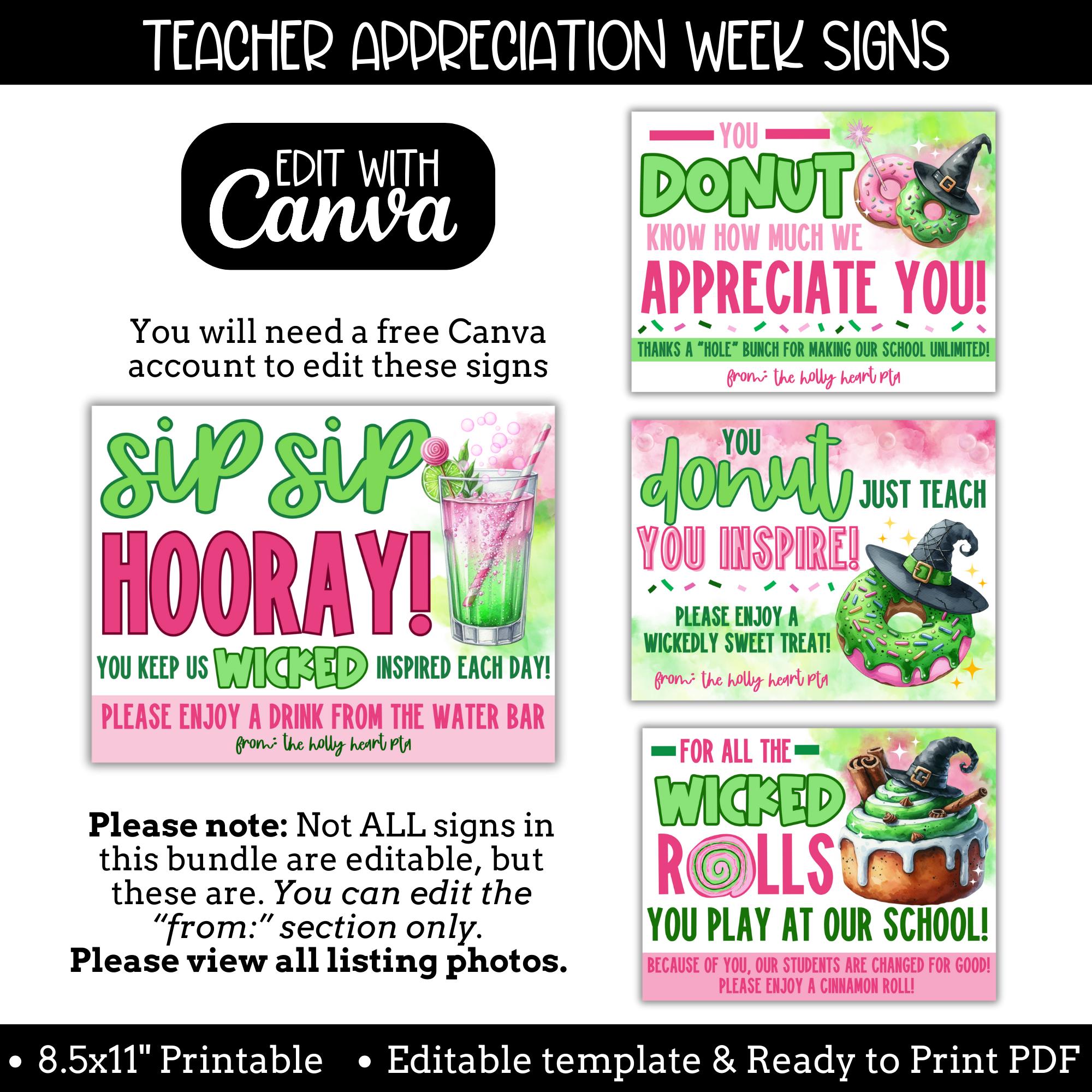 Teacher Staff Appreciation Week Witch Theme Flyer Poster Sign Game ...