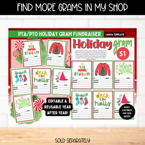 PTA PTO Christmas Holiday Gram Fundraiser Flyer Template, Winter School ...