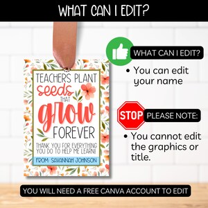 Teacher Appreciation Week Day Gifts, Teachers Plant Seeds Grow Forever ...
