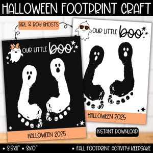 Halloween Ghost Handprint Footprint Craft Printable: Fall 2025 Toddler ...