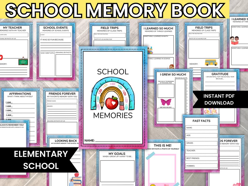 Elementary School Memory Journal INSTANT DOWNLOAD Printable - Etsy
