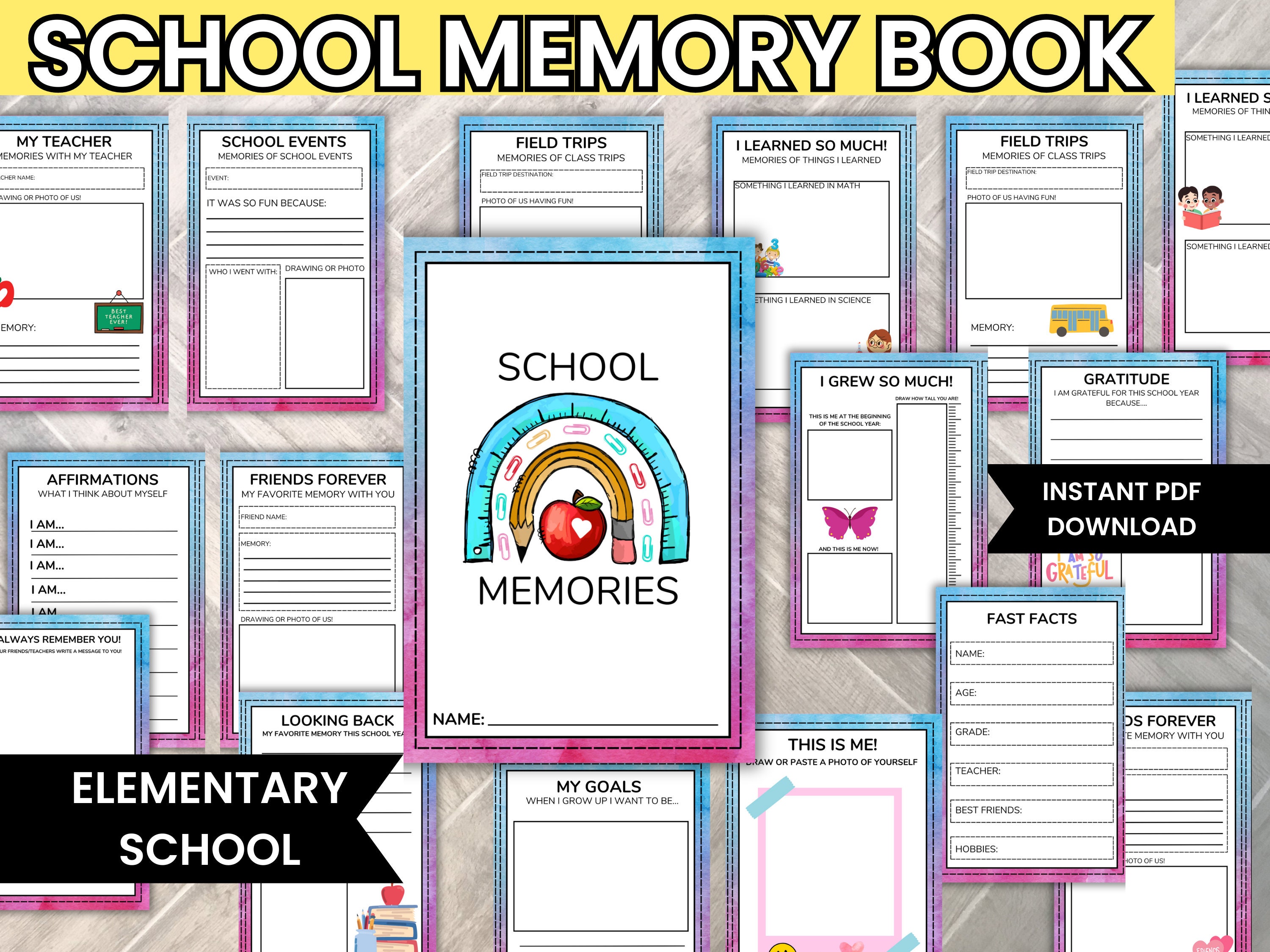 Elementary School Memory Journal | INSTANT DOWNLOAD Printable End of ...