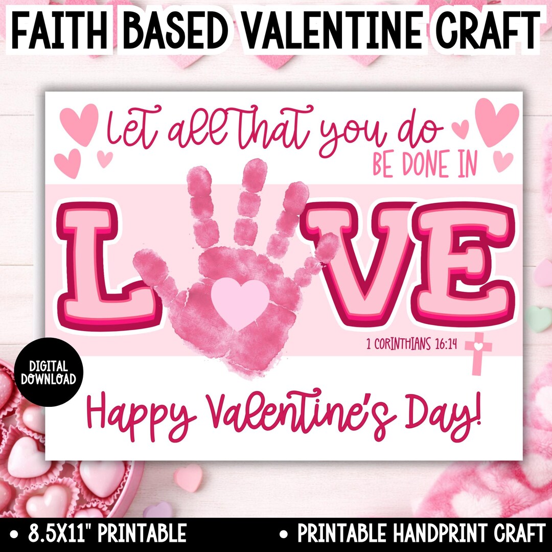 Christian Valentine's Day Handprint Craft, Valentine Preschool Church ...