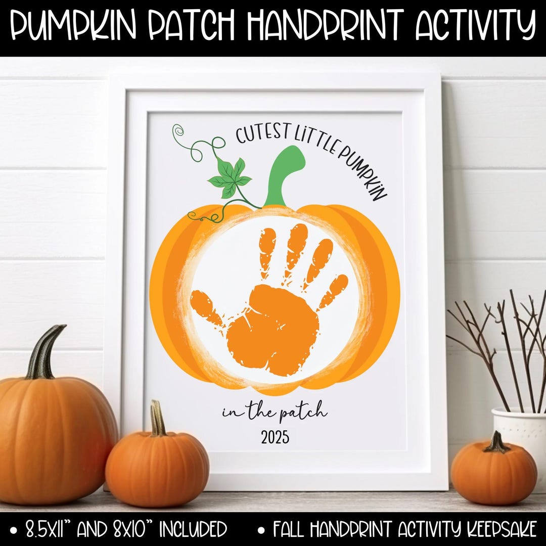 Pumpkin Handprint Printable Art Craft, Homeschool Craft, Kids Fall Art ...
