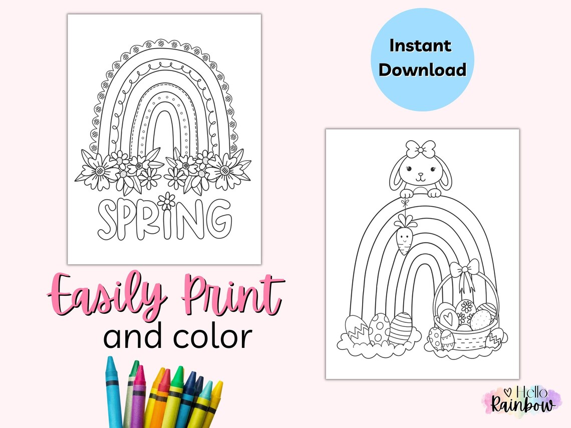 Spring Easter Bunny Coloring Page Sheet Printable Spring - Etsy