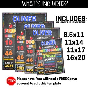 FIRST and LAST Day of School Sign Canva Template Bundle, First Day ...