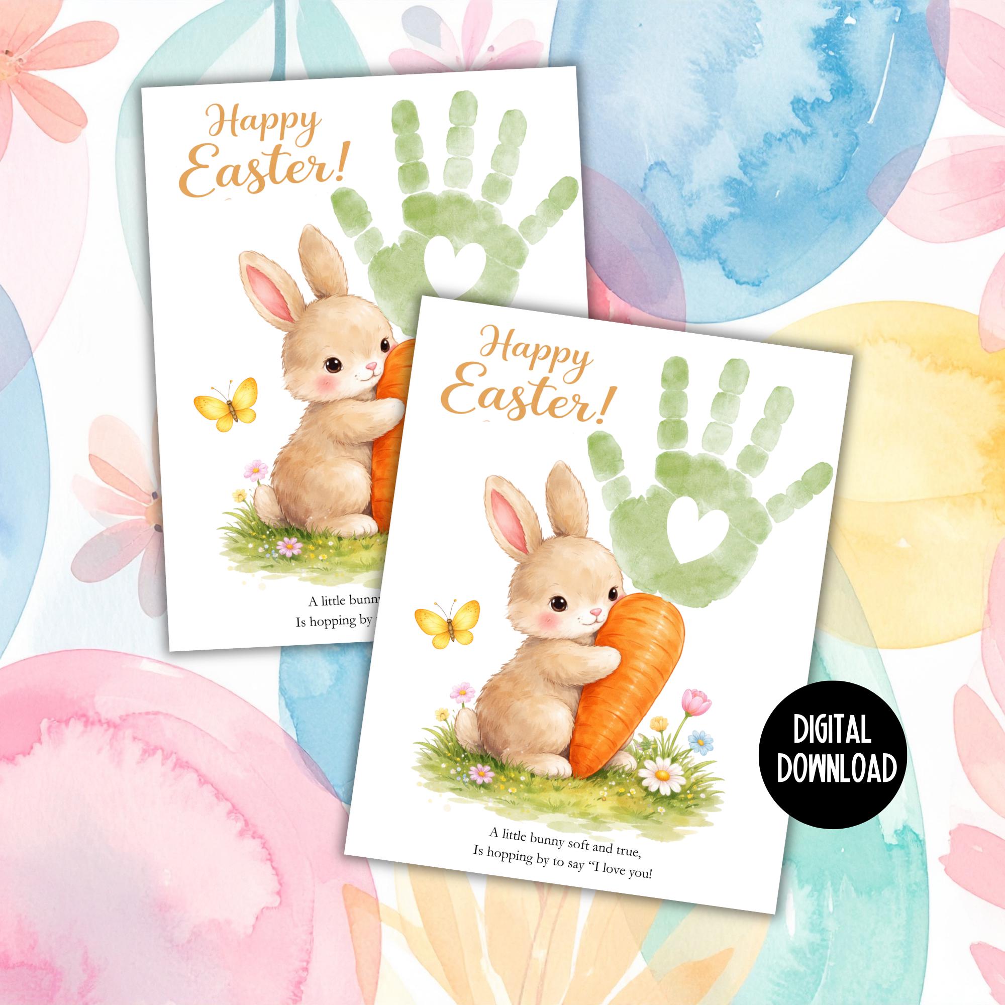 Easter Bunny Carrot Handprint Craft Printable, Kids Spring Keepsake Art ...