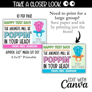 Testing Day Lolli Pop Treat Tag, Student School Test You Got This Snack ...