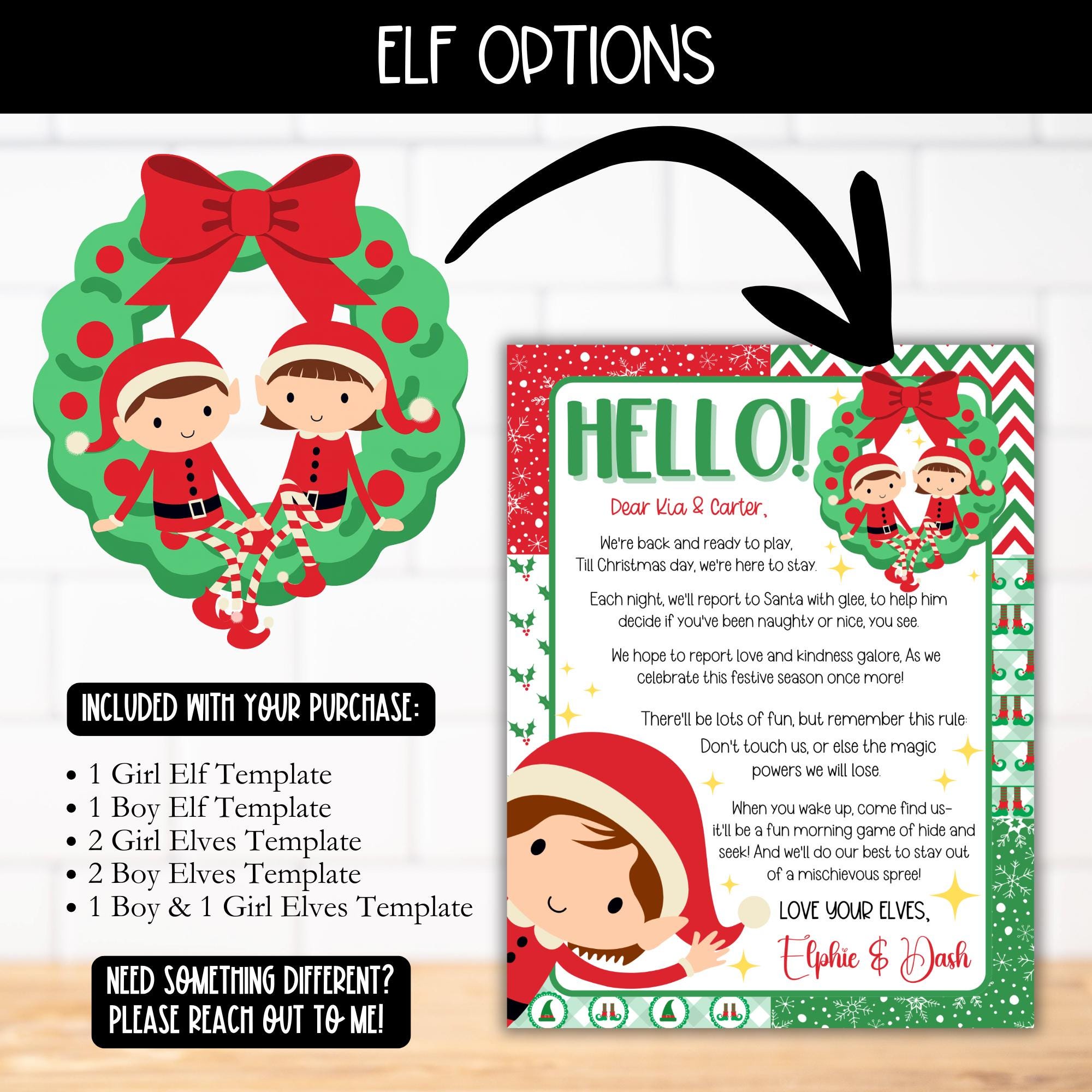 Two Elf Arrival Letter Template, Editable Boy & Girl Elves Note, New ...