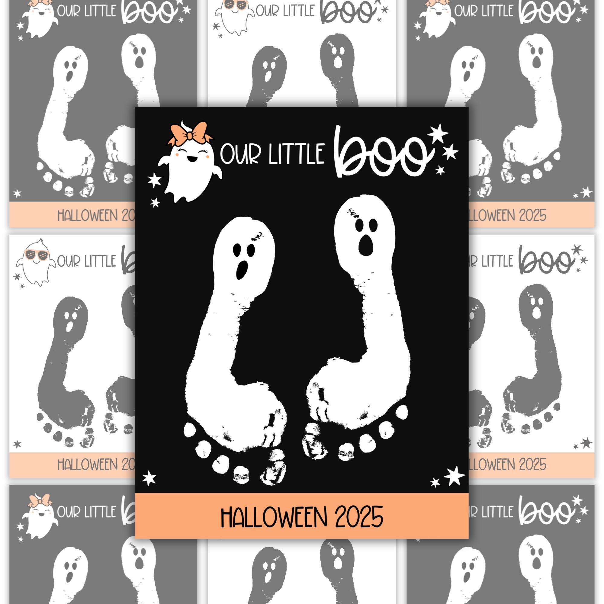 Halloween Ghost Handprint Footprint Craft Printable: Fall 2025 Toddler ...