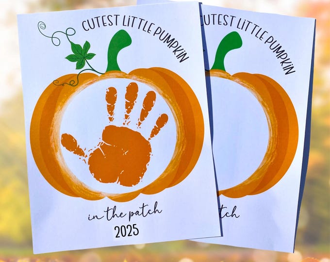 2025 Halloween Pumpkin Handprint Footprint Toddler Baby Printable Art ...