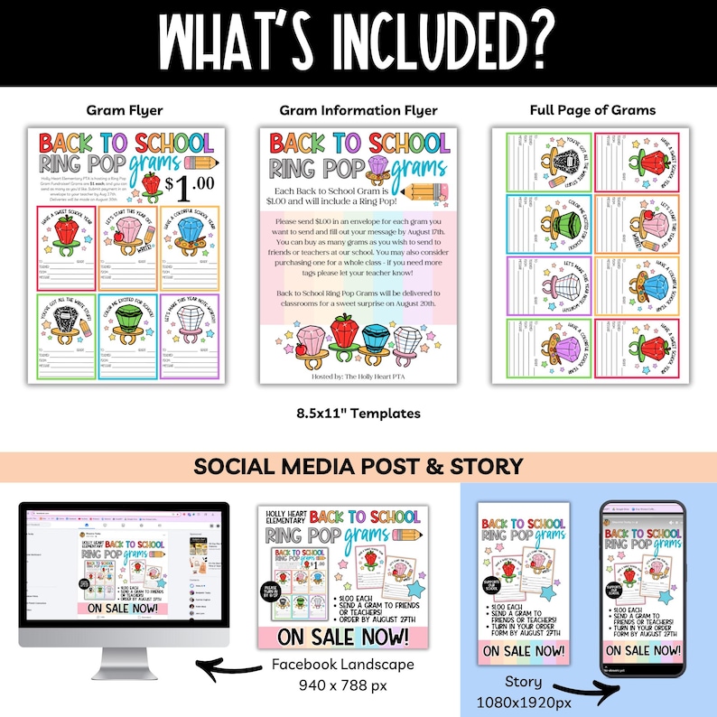 Back to School Fundraiser Flyer Canva Template, Ring Pop Lollipop ...