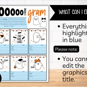 Boo Gram Fundraiser Flyer Template for School Order Form, Fall ...