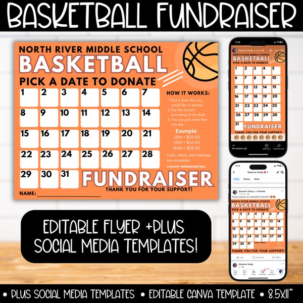 Sponsor a Day Fundraiser Calendar Template - Etsy