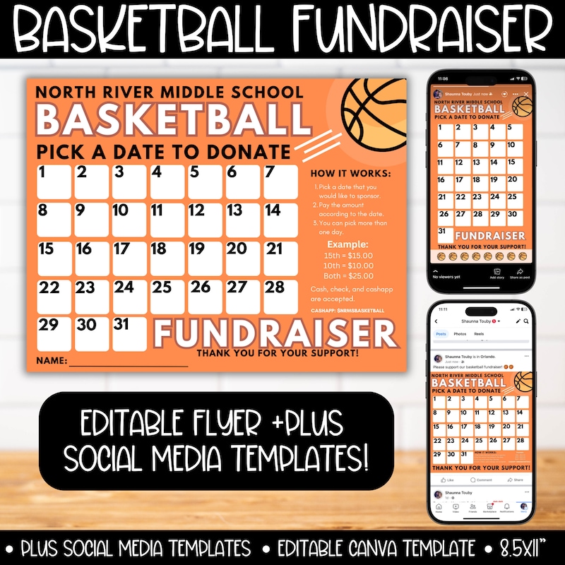 Basketball Fundraiser Template - Etsy