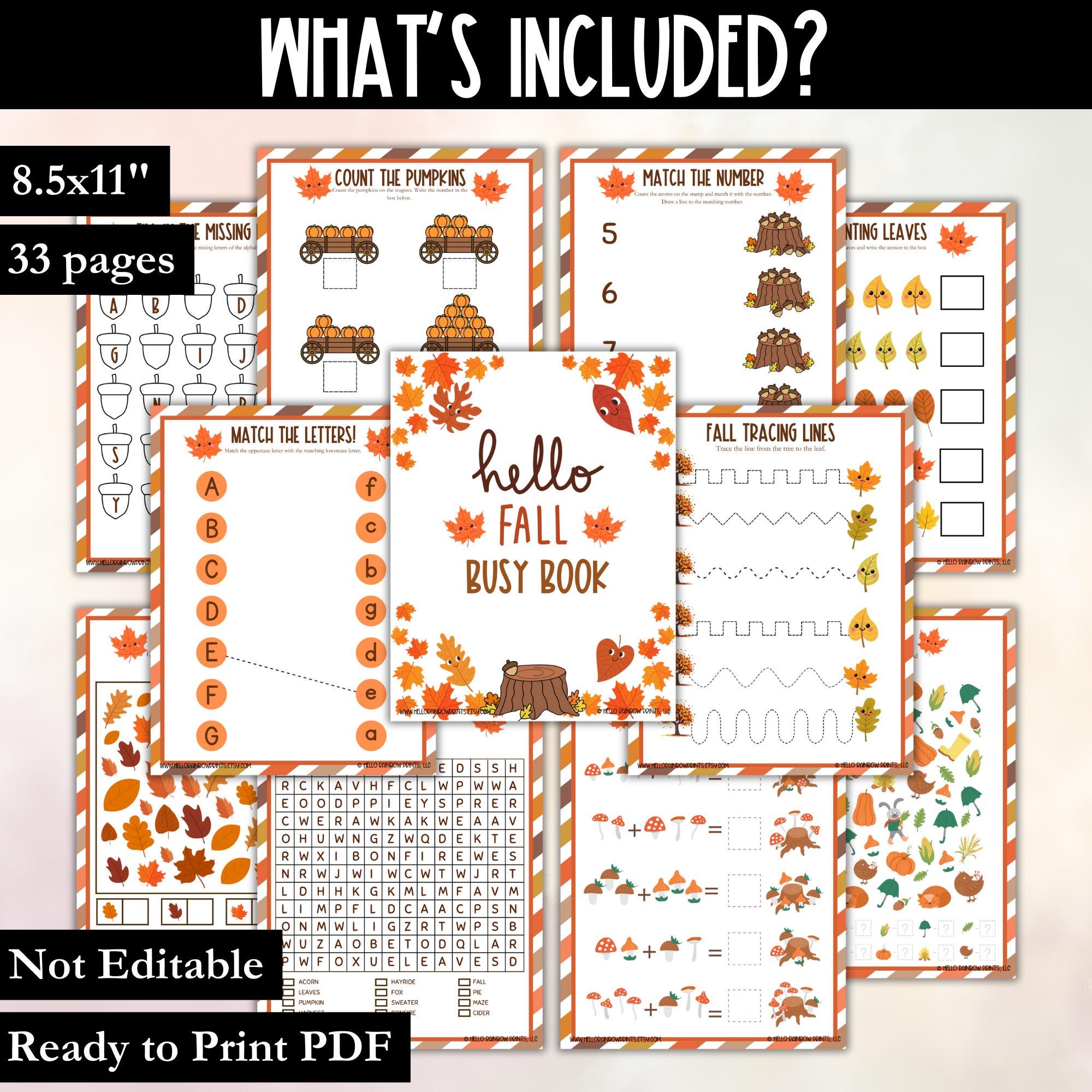 Thanksgiving Fall Kids Activities Game Bundle, Fall Preschool Prek ...