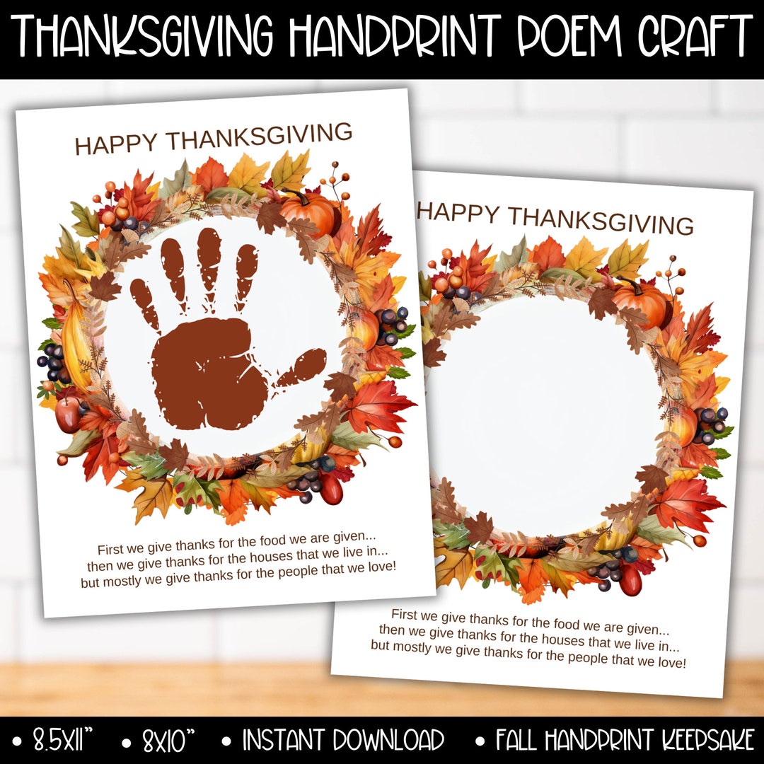 Thanksgiving Turkey Fall Poem Handprint Footprint Printable Art ...