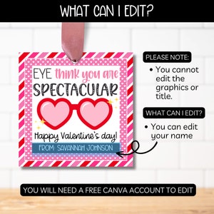 Valentine's Day Heart Sunglasses Treat Goody Bag Tag Card, Pink Boys ...