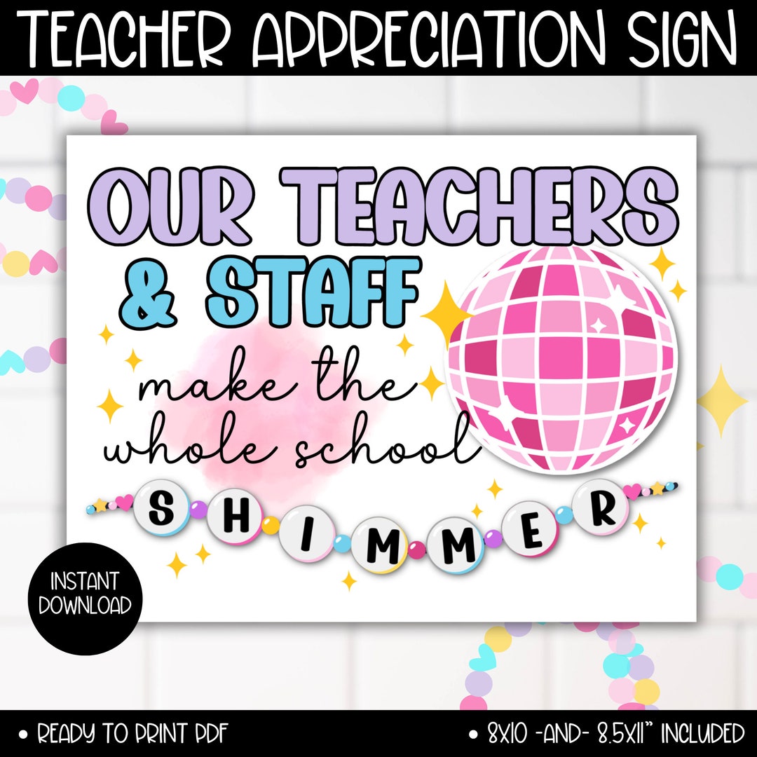 Teacher Staff Appreciation Week Pop Star Theme Poster Sign Printable ...
