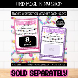 Teacher Staff Appreciation Week Gift Card Holder, Pop Star Theme ...