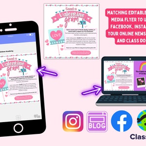 PTA PTO Valentine's Day Candy Gram School Fundraiser Flyer Template ...