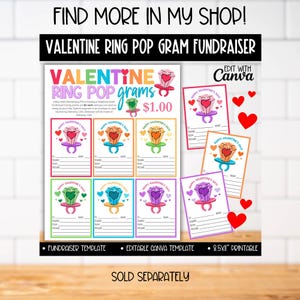 Valentine's Day Ring Pop Gram School Fundraiser Gift Tag Flyer ...