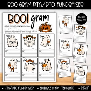 PTA PTO Spooky Boo Gram Fundraiser Flyer Template, School Fundraiser ...