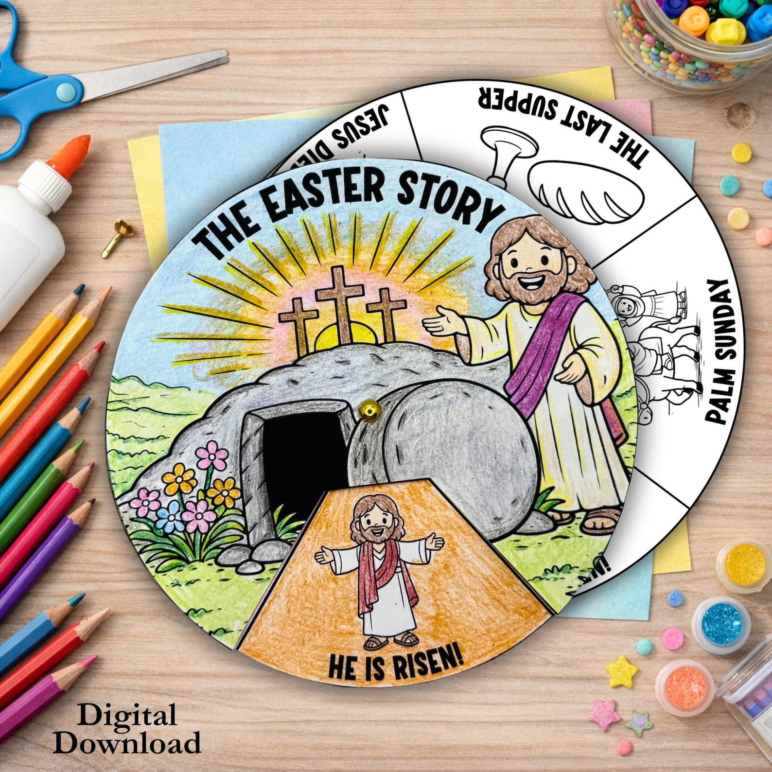 Easter Story Spinner Craft Printable, Bible Faith-based Activity Wheel ...