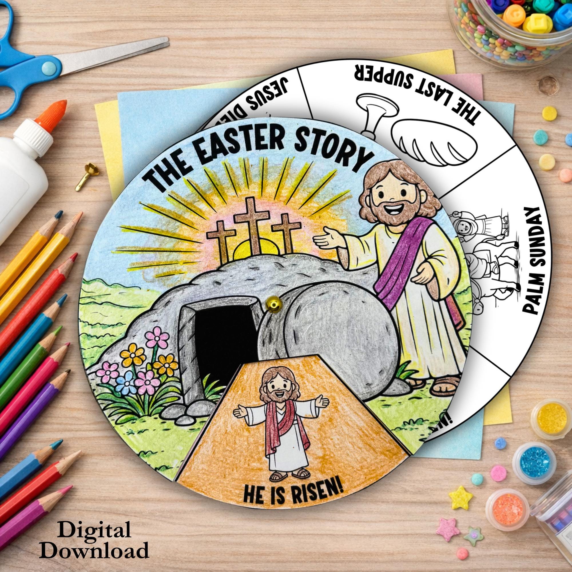 Easter Story Spinner Craft Printable, Bible Faith-based Activity Wheel ...