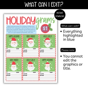 PTA PTO Christmas Holiday Gram Fundraiser Flyer Template, Winter School ...
