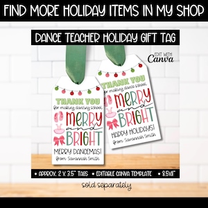 Teacher Christmas Gift Tag Card Template, Holiday Teacher Staff ...