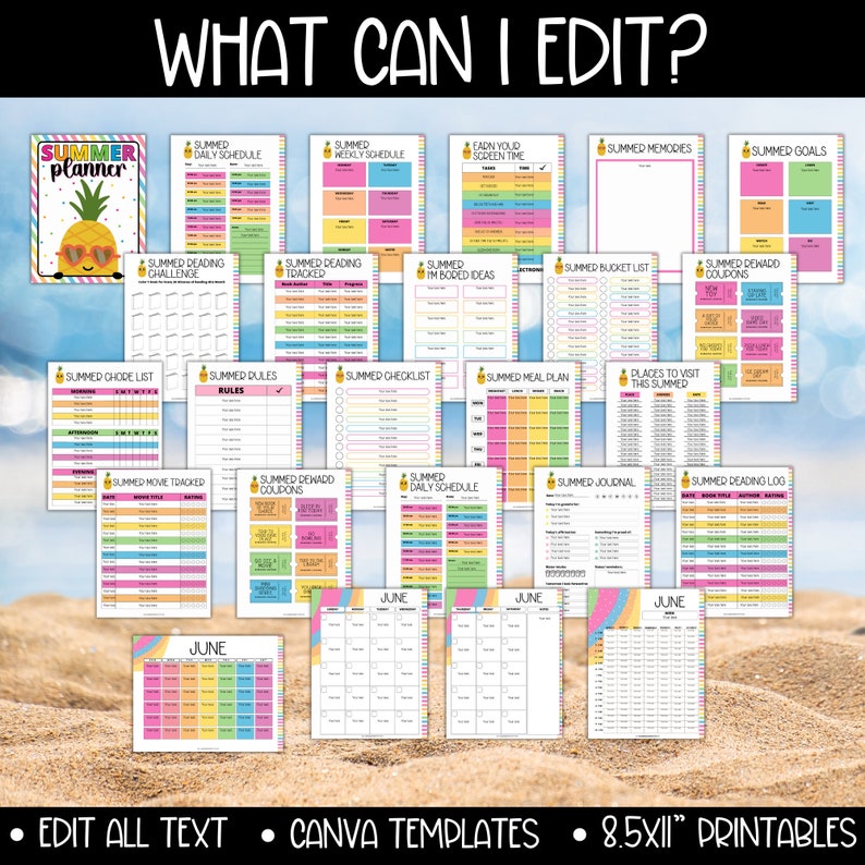 2026 Summer Planner for Kids, Editable Summer Kids Bucket Reading List ...