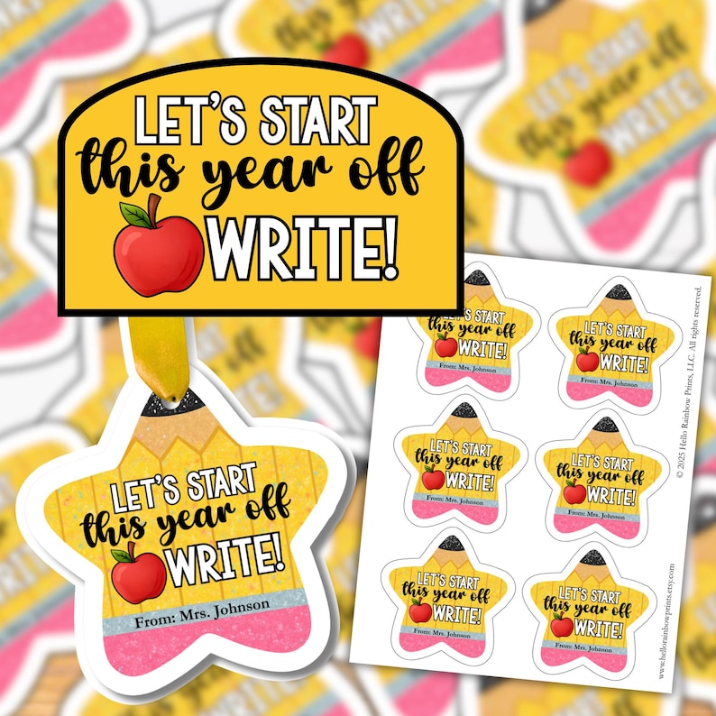 Back to School Pencil Star Treat Tag, Editable Meet the Teacher Class ...