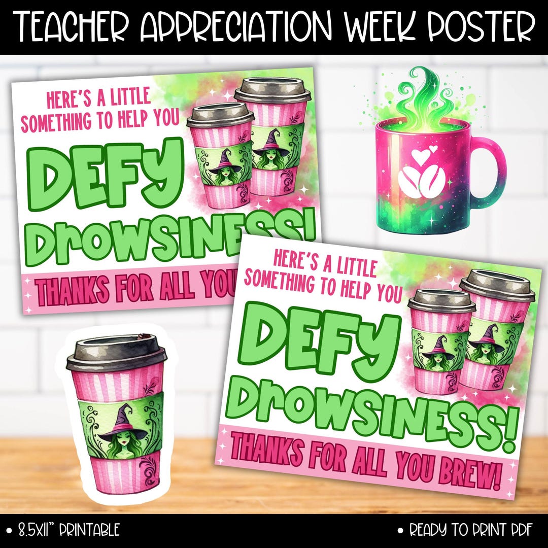 Wicked Coffee Bar Teacher Employee Staff Appreciation Week Theme Poster ...