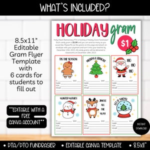 PTA PTO Christmas Holiday Gram Fundraiser Flyer Template, Winter School ...