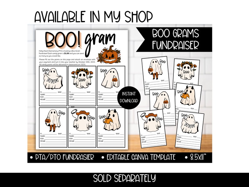 PTA PTO Boo Gram Flyer Template, School Fundraiser Ideas, Boo Gram ...