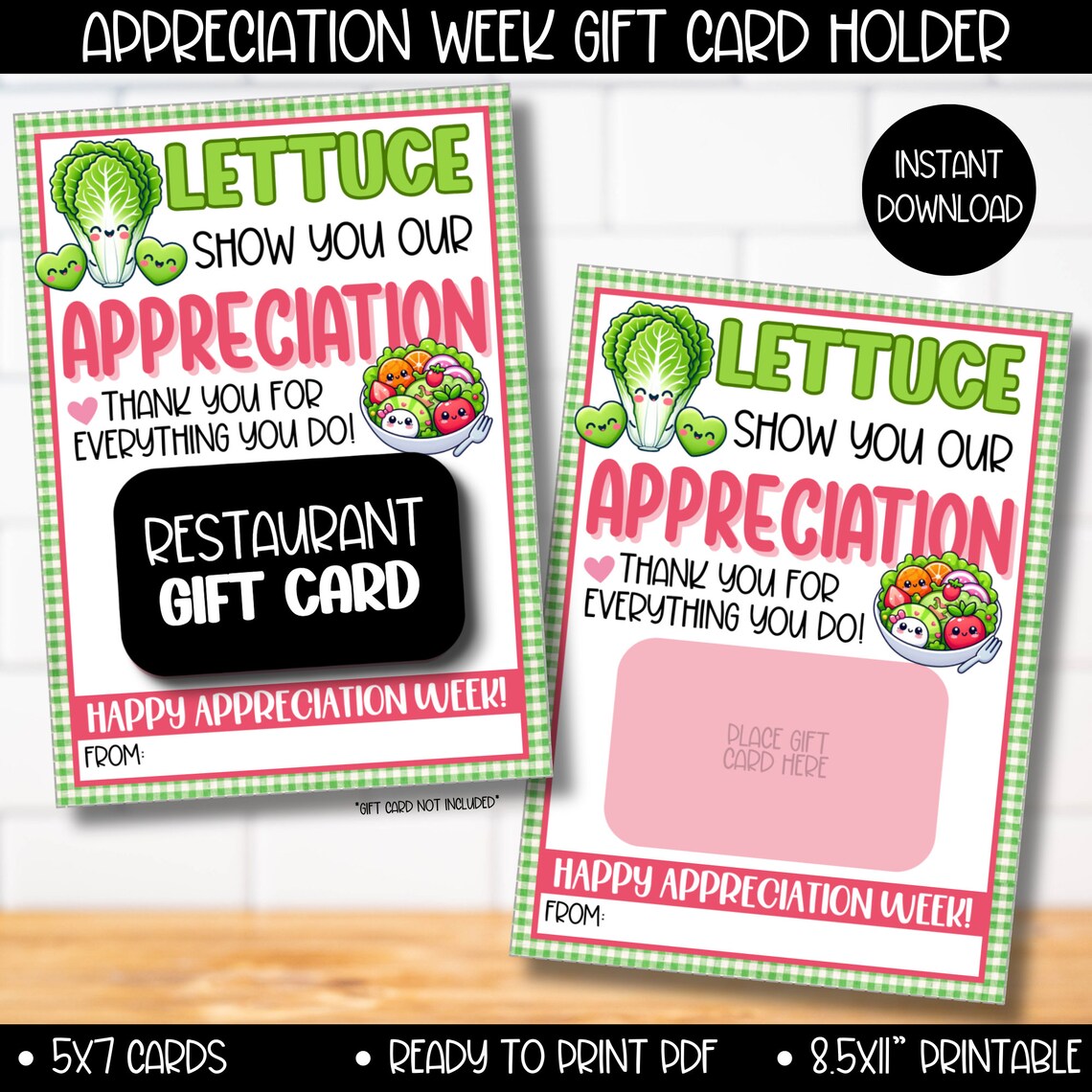 Salad Bar Teacher Nurse Staff Appreciation Week Lunch Gift Card Holder ...